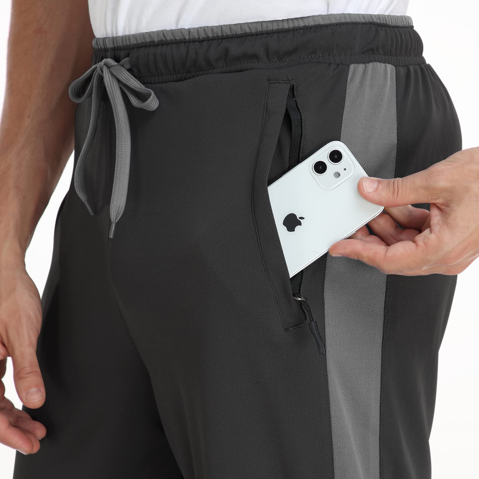 SPOSULEI Men's Summer Lightweight Pants Outdoor Breathable Athletic Workout Running Sports Sweatpants with Zipper Pockets Black