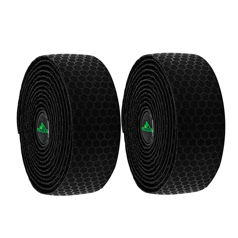 Road Bike Handlebar Tapes【Fade Resistant Design】Bicycle Bar Tape Professional Cycling Damping Anti-Vibration Wrap with 2 Bar Plug (Style 2, Black)