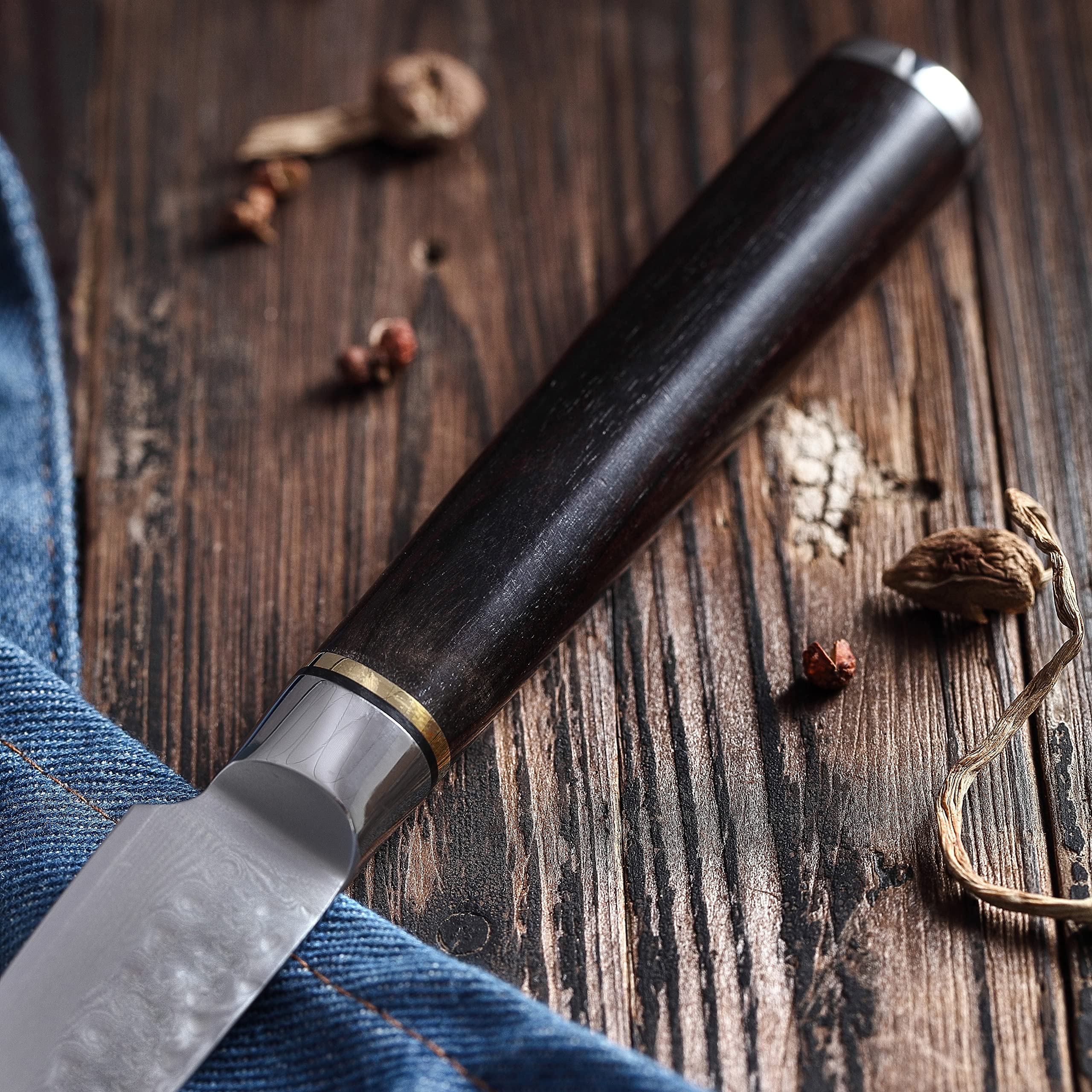 SHIRKHAN Damascus Paring Knife 3.5 Inch - Ultra Sharp Japanese Kitchen Fruit Knife - 67 Layers High Carbon Hand Hammered Steel Blade 10Cr15CoMoV - Ergonomic Ebony Wood Handle - Gift Box