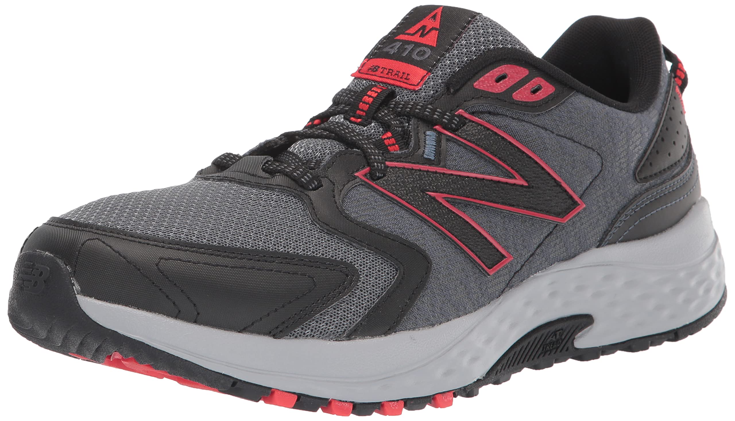 New Balance Men's 410 V7 Running Shoe, Ocean Grey/Black/Velocity Red, 12 X-Wide