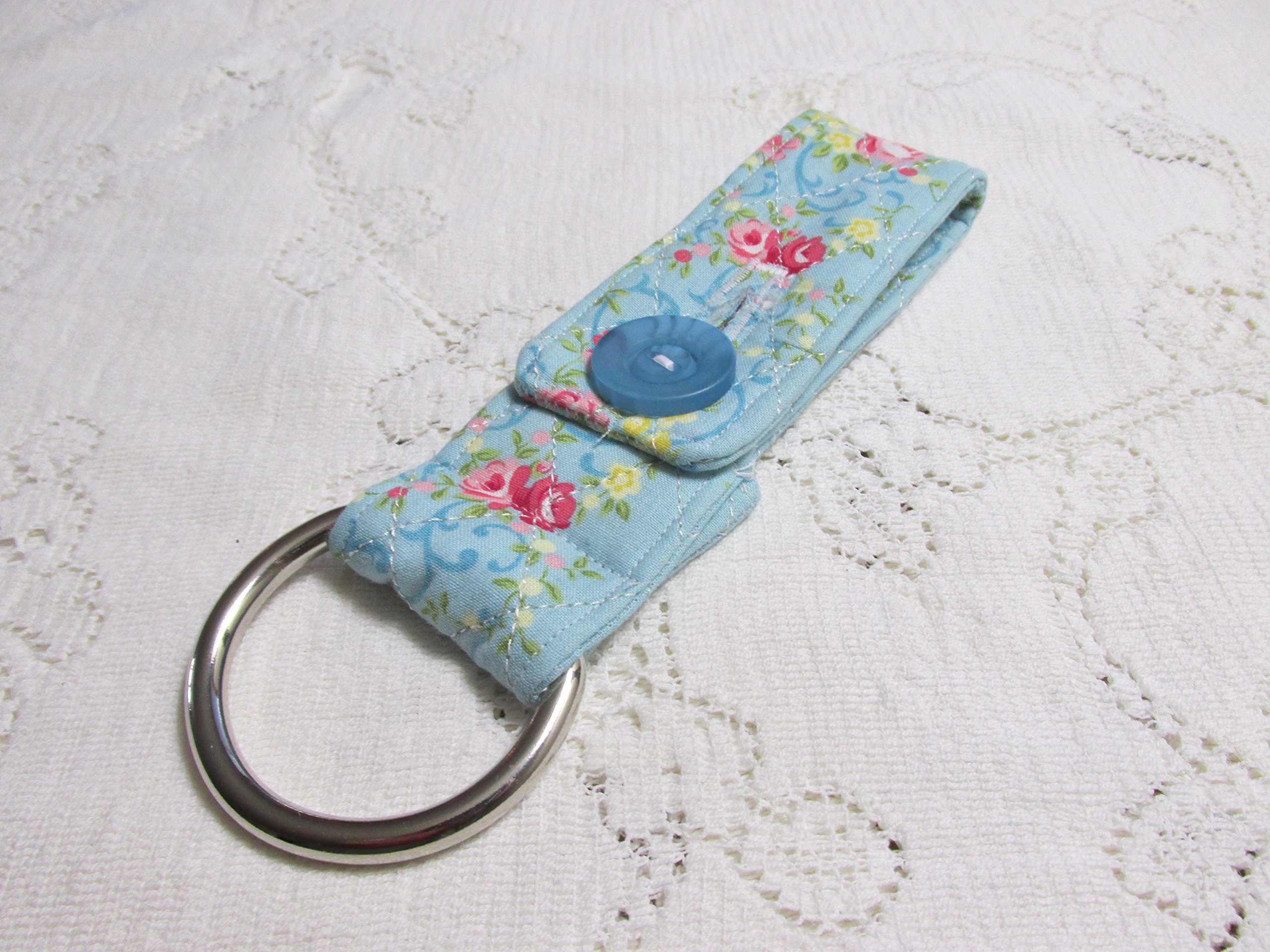 Shabby Chic Blue Roses Quilted Kitchen Towel Holder - Heavy-Duty D-Ring - Kitchen Towel Hanger - Towel Keeper