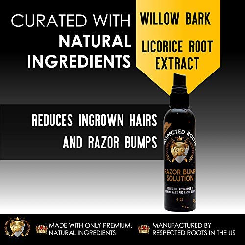 Natural Razor Bump Solution for Men - Serum that Reduces Ingrown Hairs - Aftershave Serum for Dry Skin - Beard Growth Moisturizer & Spray by Respected Roots