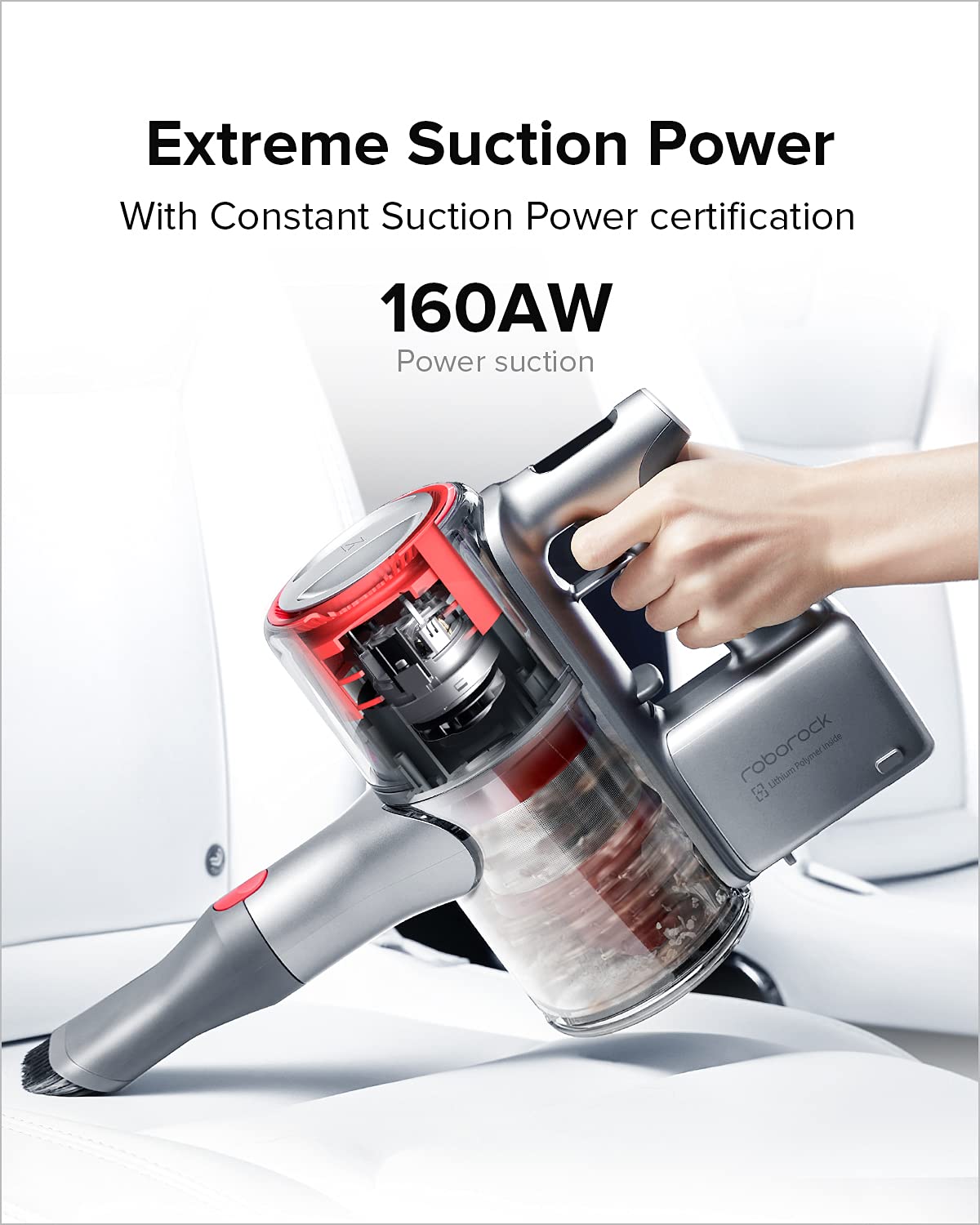 roborock H7 Cordless Stick Vacuum Cleaner, 3 Cleaning Modes, 160AW Constant Suction Power, Lightweight, Flexible MagBase Accessories, Long-Lasting Battery with 2.5H Recharge