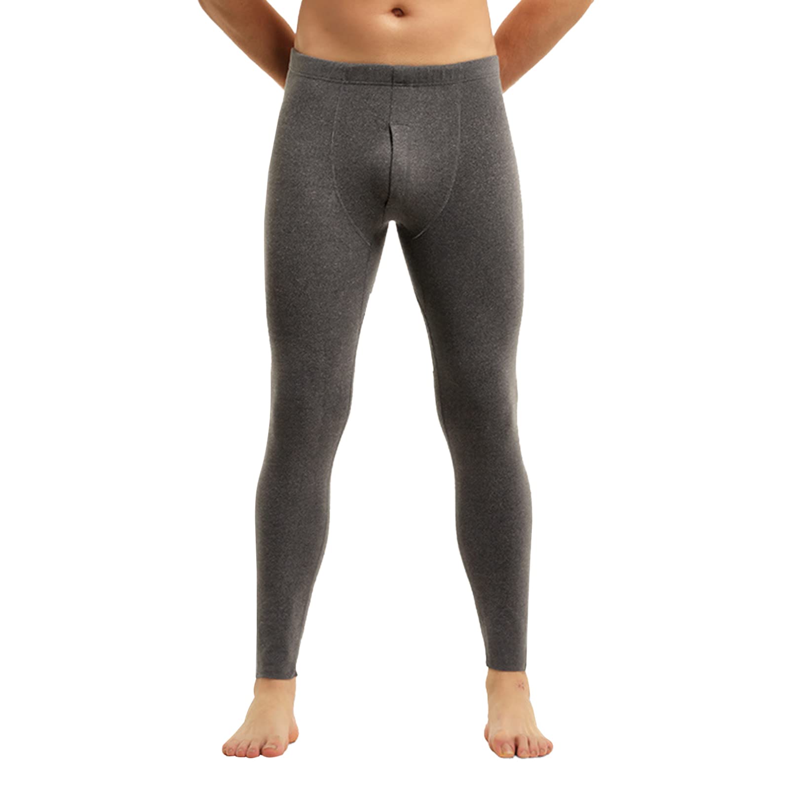 TiaoBug Men's Thermal Underwear Bottom Fleece Lined Long Johns Winter Warm Base Layer Pants Leggings Dark Grey A Large