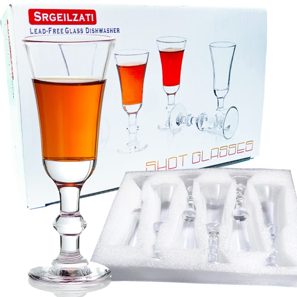 Srgeilzati Cordial Glasses Shot Glasses with Stem,Limoncello Glasses | Port glasses 1.0 oz (Set of 6)