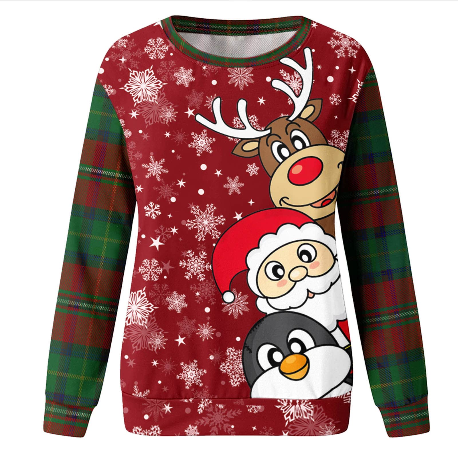 Women Long Sleeve Workout Tops Funny Christmas T-Shirt Oversized Long Sleeve Tees Flowy All-match Pullovers Fall Sweatshirt Red