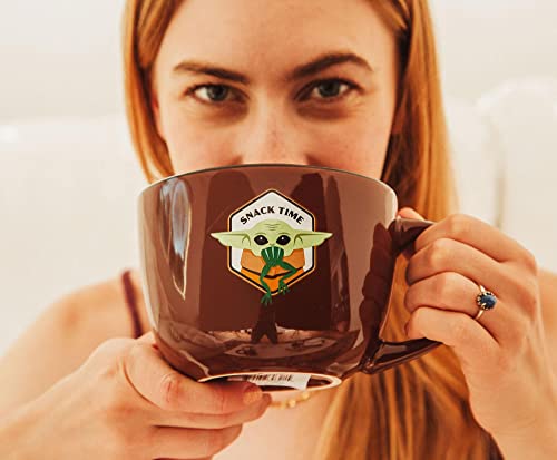 Silver Buffalo Star Wars: The Mandalorian Grogu Snack Time Ceramic Soup Mug | 24 Ounces