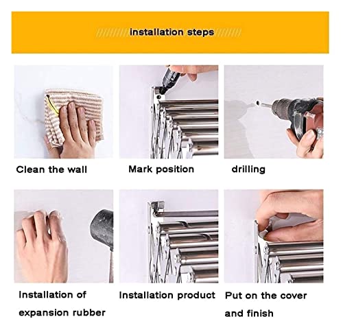 XMCX 40-100cm Wall Mounted Clothes Rail Laundry Drying Rack Foldable Space-Saving Airer Coat Hanger Racks Dryer Rod Hooks Easy Storage (Size : 100cm/39.4in)