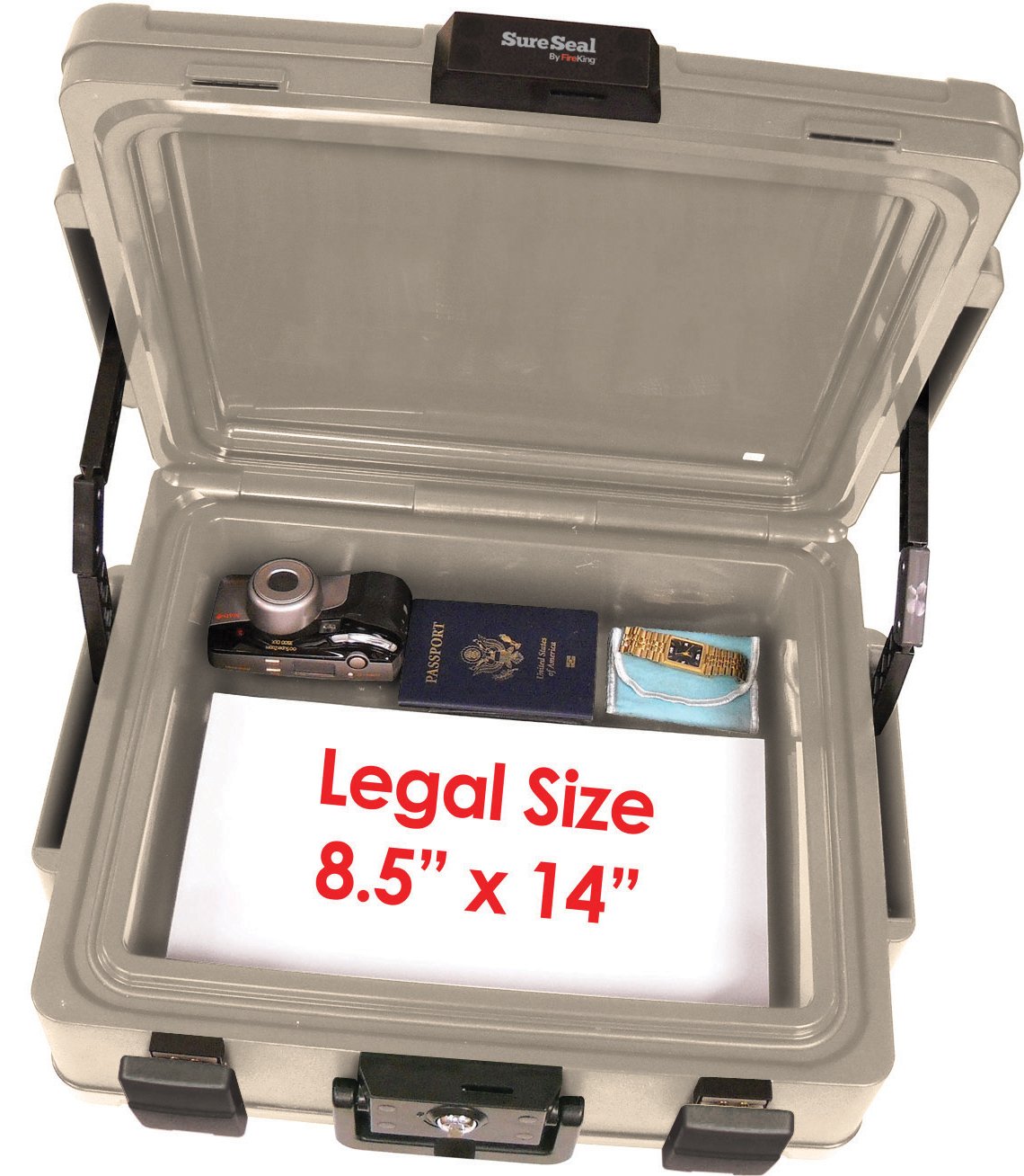 SureSeal by FireKing SS104-A 1 Hour Fireproof Waterproof Safe Chest, Fits Legal/Letter Sized Documents,0.38 CU FT Storage Capacity,Taupe