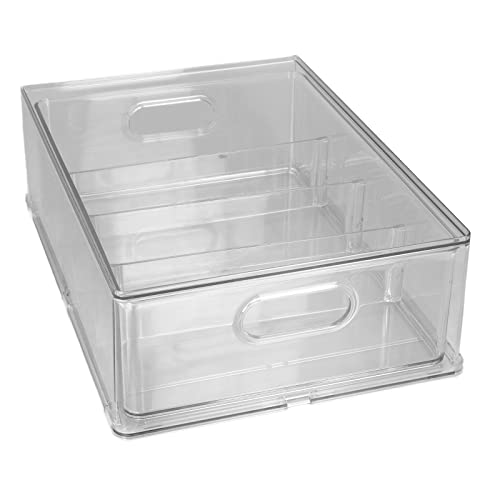 oceanside Drawer Storage Box, Multifunctional Stackable Storage Container for Toothpaste Hairspray Soap Makeup Wipes Facial Tissue(6L)