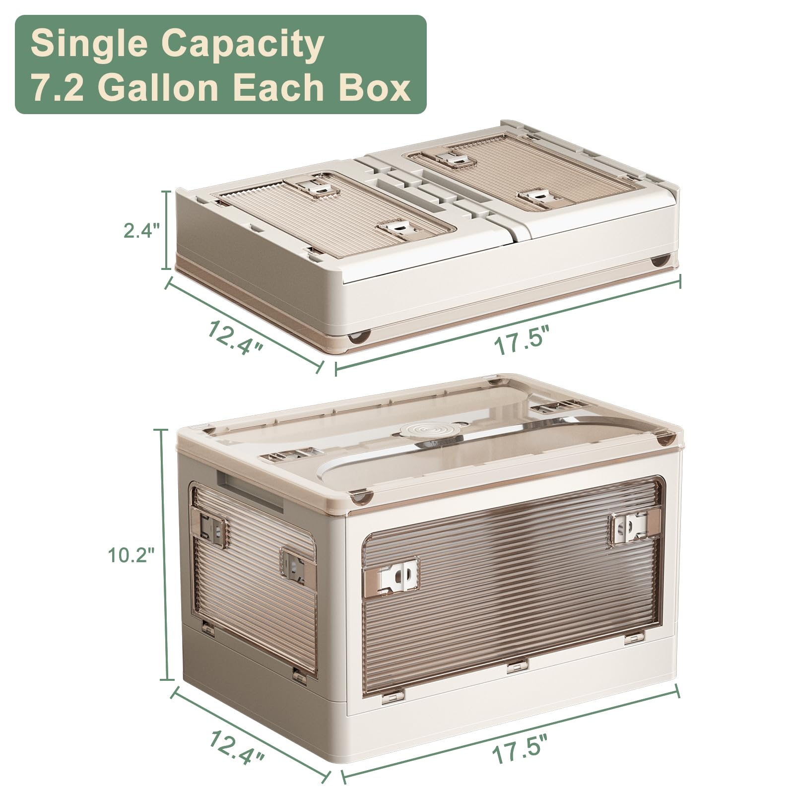 ocharzy Stackable Storage Bins,Collapsible Storage Bins with Lids and Doors,Folding Storage Boxes with Wheels,Plastic Storage Bins for Office,Home Storage