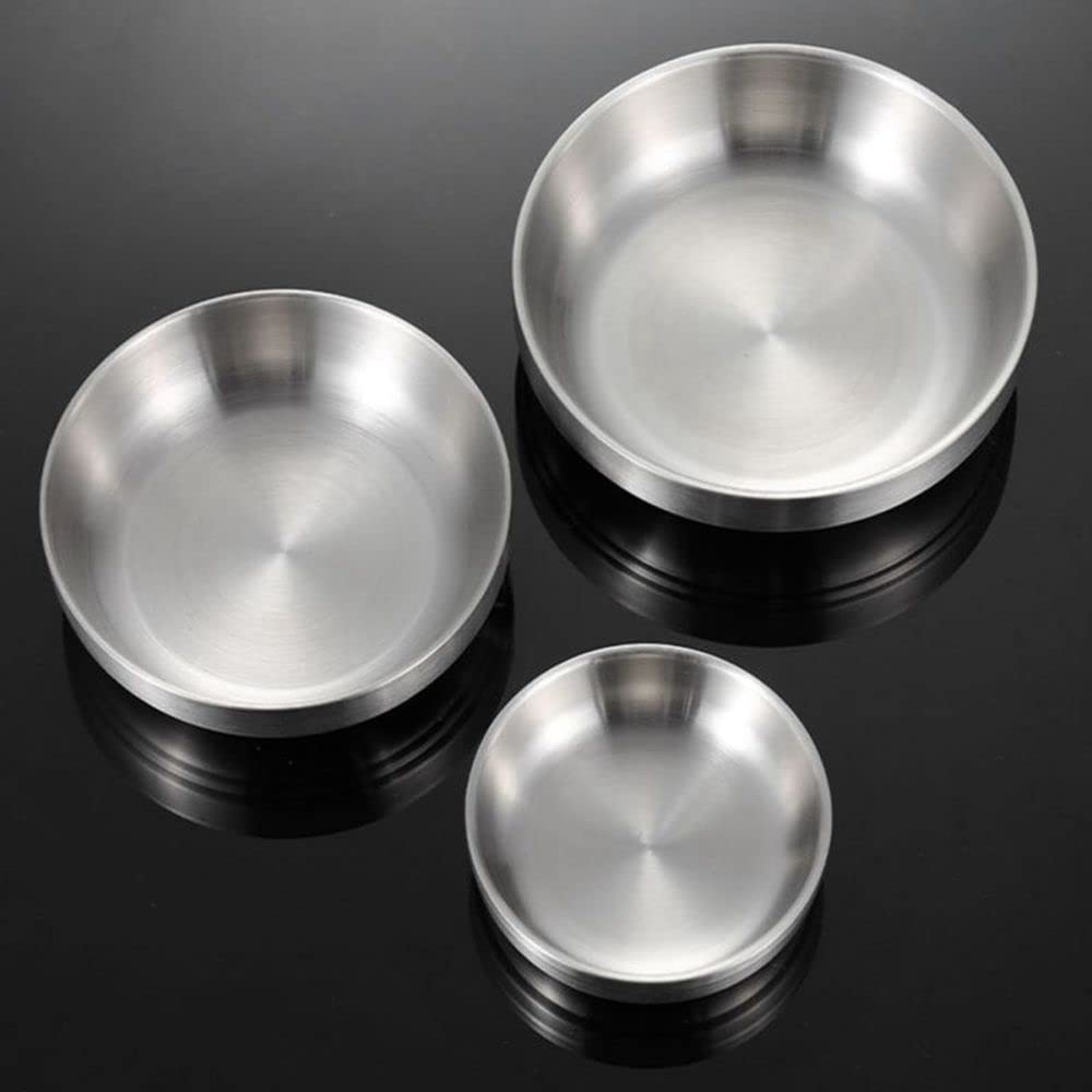 SHISI Korean Bibimbap Bowl Stainless Steel Double Layer Insulated Bowl Soup Bowl Mixing Bowl for Kitchen Flatware(12cm,Silver)