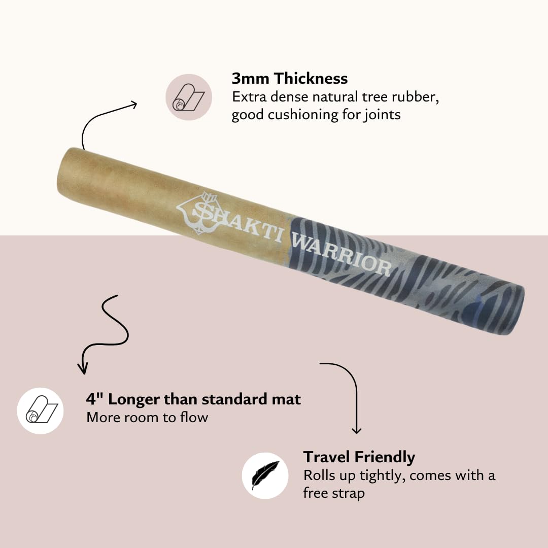 Shakti Warrior Kundalini yoga mat - Premium Printed Natural Eco-friendly Non-Slip Mat Great for Hot Yoga, Pilates, Workouts (72 inch x 24 inch x 3mm thick)