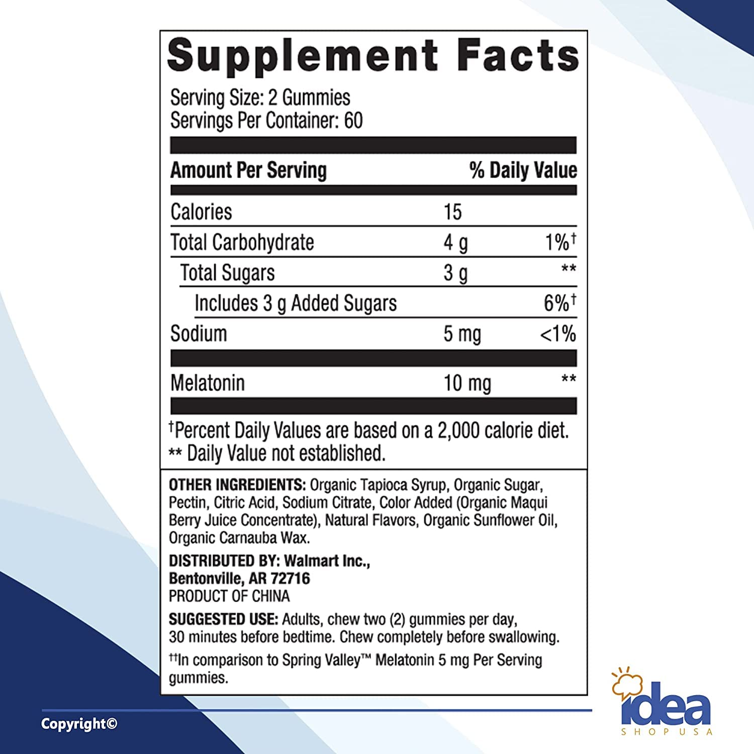 Spring Valley Vegetarian Melatonin Gummies, 10 mg, 120 ct - Extra Strength | 1 Pack 120 ct + “Have a Great Sleep - Better Idea Guide©”