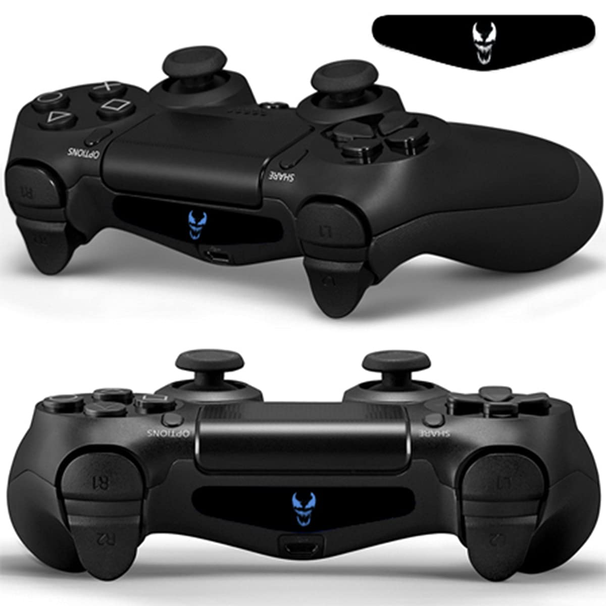 PS4 Slim Skin Sticker for Console and 2 DualShock Controllers Full Wrap Vinyl Decal Protective Cover Faceplate for Venom Compatible with Sony PS4 Slim, Black