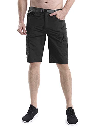 OCHENTA Men's Quick Dry Cargo Shorts, Outdoor Lightweight for Hiking Camping Travel Black 32