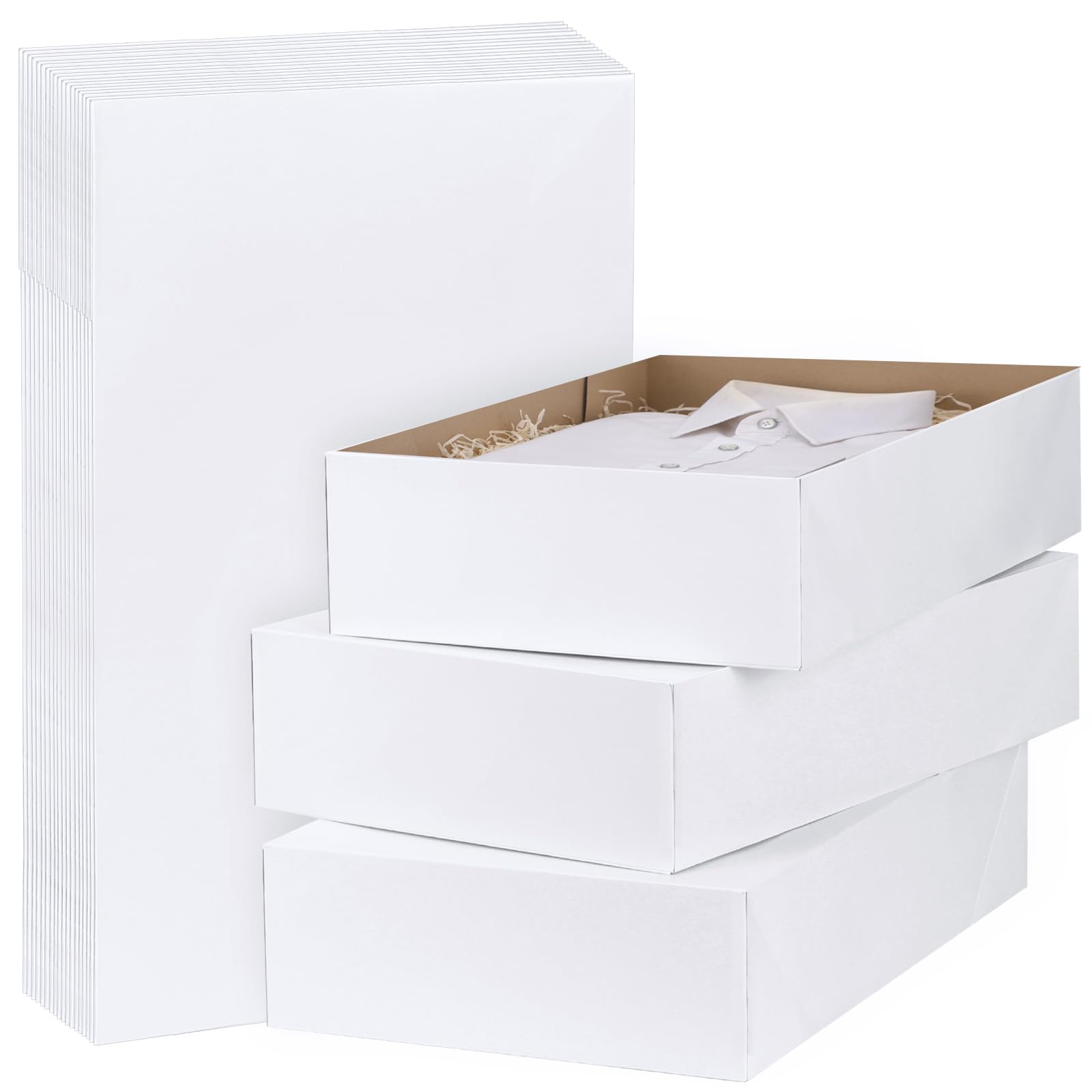 Moretoes 12 Pack Large Gift Boxes with Lids and Extra Depth (X-Large Shirt Robe Boxes Bulk for Wrapping Gifts) for Christmas Presents, Holidays, Birthdays (17 x 11 x 4)