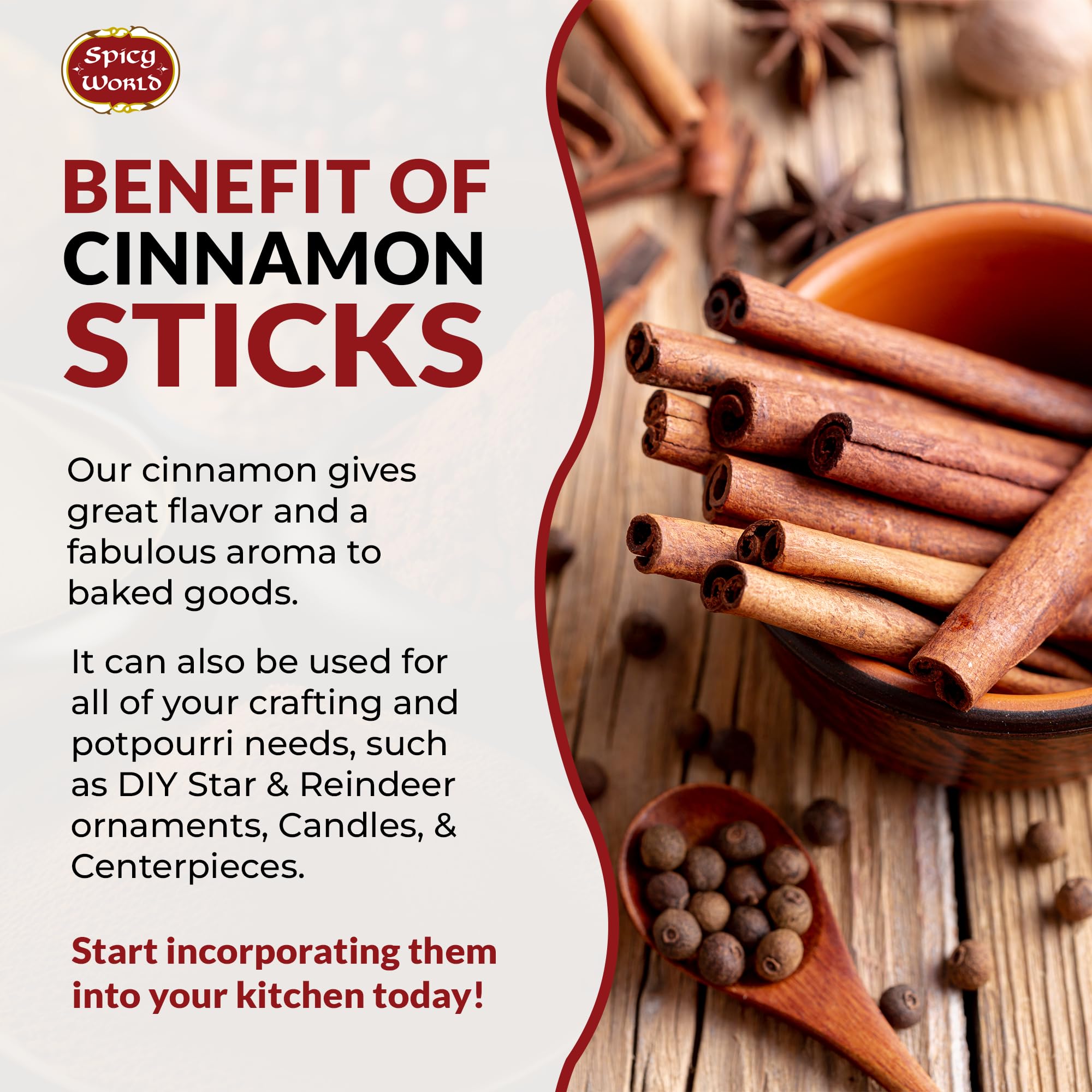 Spicy World Cinnamon Sticks 1.75 Pound Bulk Bag - 150 to 175 Sticks - Strong Aroma, Perfect for Baking, Cooking & Beverages - 3+ Inches Length - Cassia Saigon Cinnamon from Vietnam 28 Oz