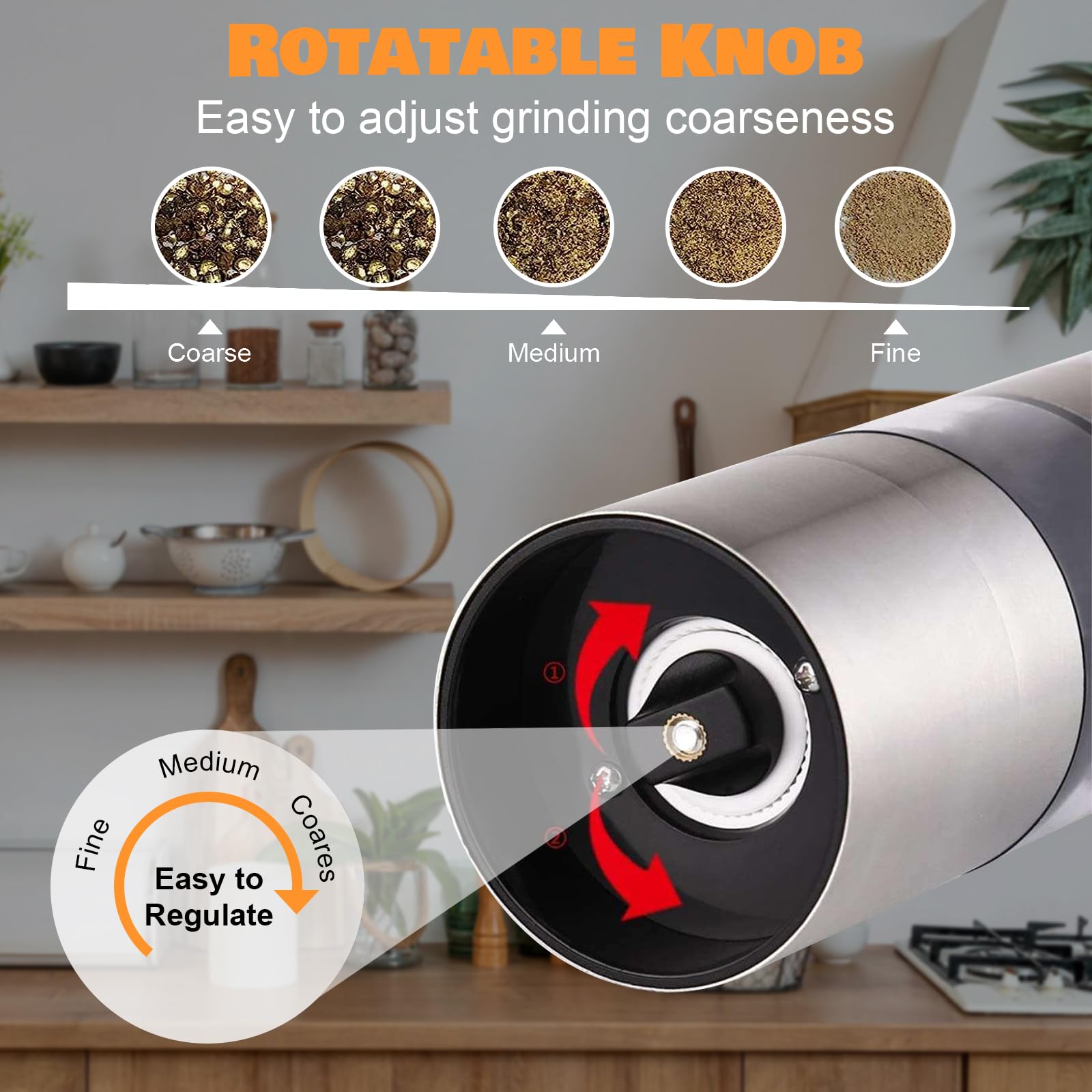 MDHAND Manual Salt and Pepper Grinder Set, 2 IN 1 Pepper Grinder & Salt Grinder with Adjustable Coarseness, Pepper Mill Shaker Salt and Pepper Grinder For Kitchen