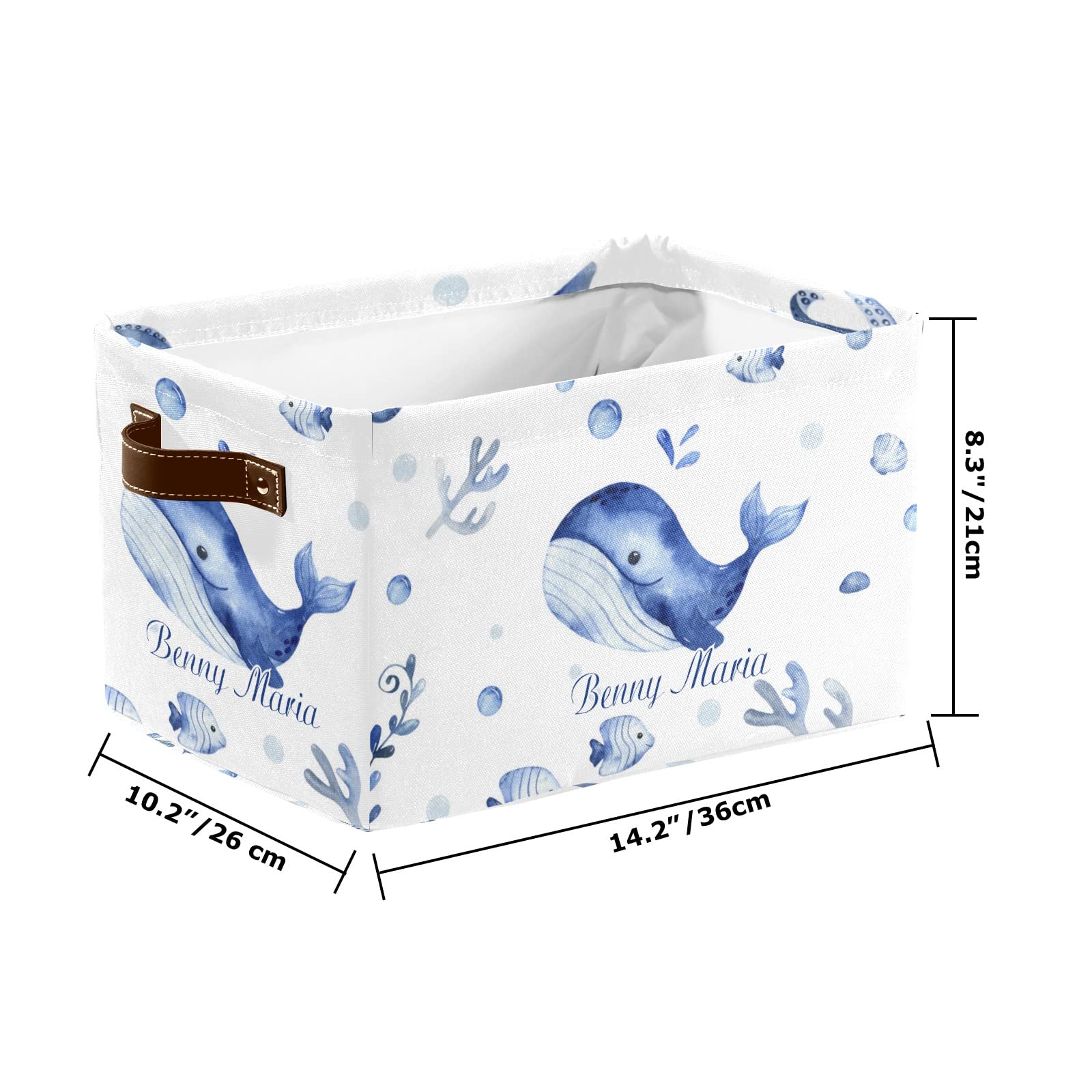 Whale Octopus Fish Personalized Storage Bins Custom Baskets Cubes Organizer With Handle for Home Nursery Supplies Clothes Toy 1 Pack