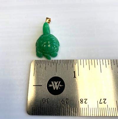 Regalia by Ulti Ramos Genunie Jade Hand Carved Turtle Pendant 14K (Green Jade)