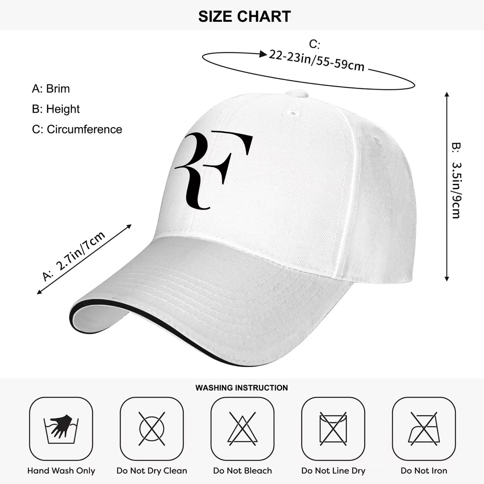 ROGER FEDERER hat Adult Unisex Classic Adjustable Sandwich Baseball Hats for Men&Women White