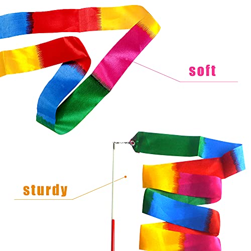 Pcs 6.6Ft Gymnastics Ribbon Rainbow Rhythmic Dance Ribbon Streamers Wands Rods for Artistic Dancing