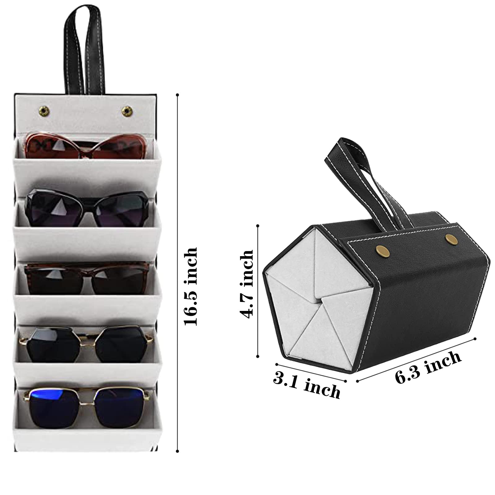 Xilkoze Sunglasses Organizer Travel Glasses Organizer - Multiple Sunglasses Cases Hanging Foldable Eyeglass Holder Storage Box for Men Women