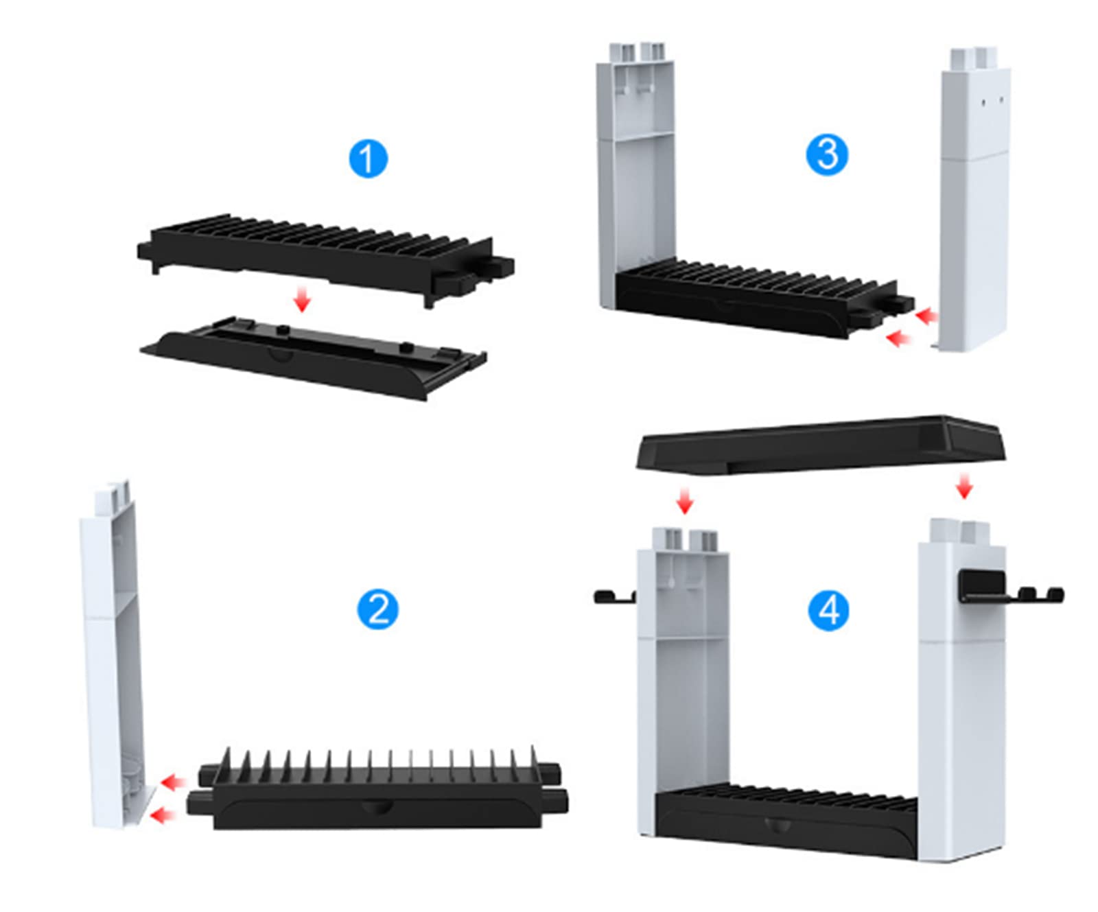 ZOAONWKS Games Organizer Holder for Nintendo Switch OLED Joy-Cons Pro Controller Switch Storage Station and Organizer Switch Storage Rack Stand Accessories kit (Black)