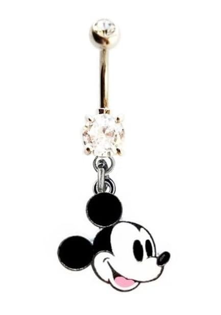 MICKEY MOUSE Clear Navel Belly Button Ring Body Jewelry Piercing 14 Gauge