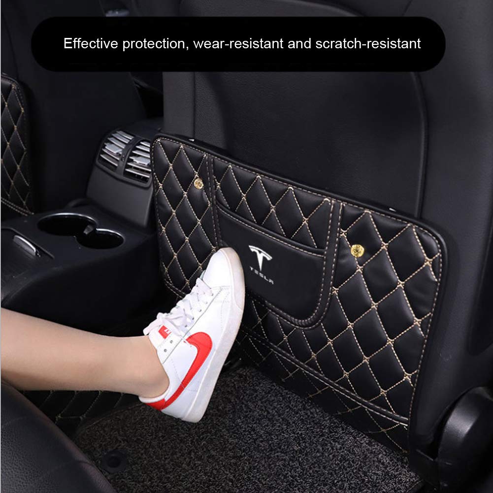OYADM Seat Protector Mat Backseat Child Kick Guard Premium Leather Black Fit Tesla Model 3(1 pcs)
