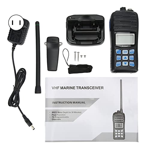 Two Way Marine Radio Clear Voice VHF Walky Talky AC100240V Floating 5W Portable IP67 Waterproof for Ships (US Plug)