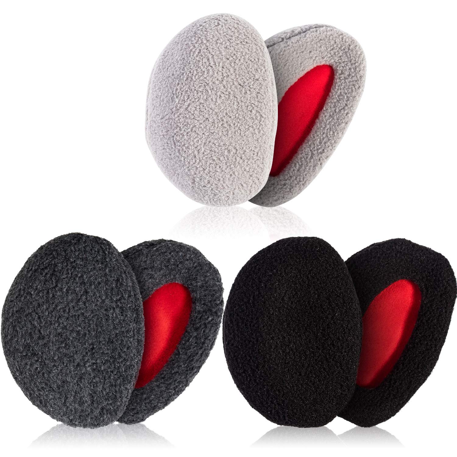 Whaline 3 Pairs Ear Warmers Bandless Ear Muffs Unisex for Winter Outdoors (Black, M)