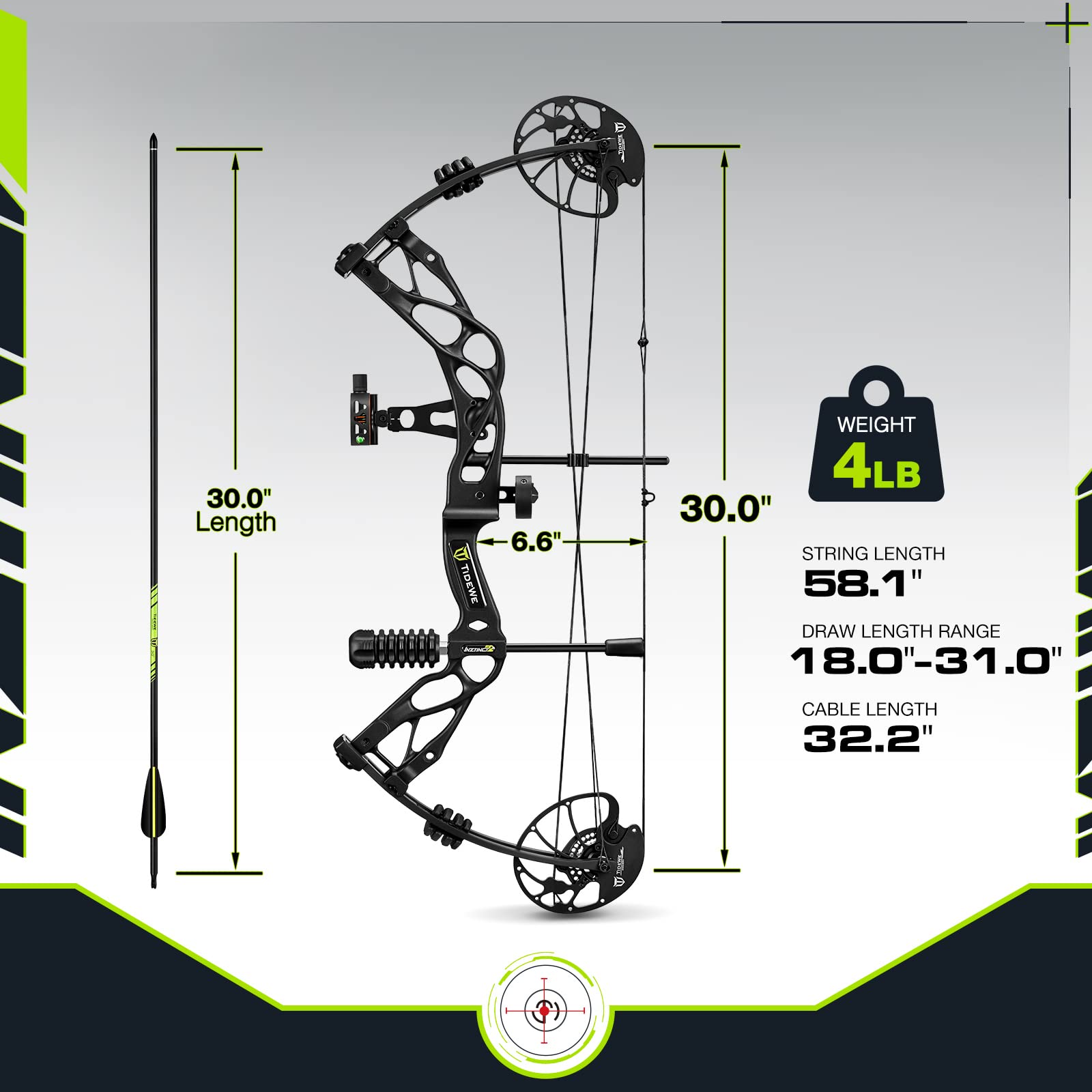 TIDEWE Compound Bow with 315FPS IBO Speed, Adjustable Hunting Bow and Arrow with 0-70 Lbs Draw Weight for Adults, 18"-31" Draw Length Bow for Hunting and Practice (Black)