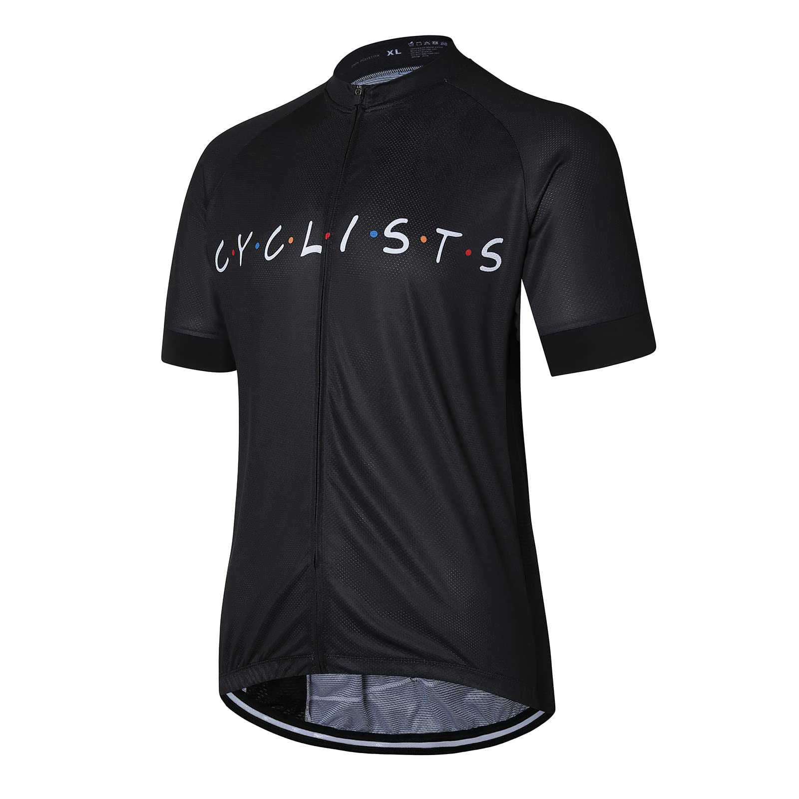 Tewmeu Mens Cycling Jersey Road Bike Shirt Short Sleeve with 3 Rear Pockets Breathable Quick Dry Polyester Black