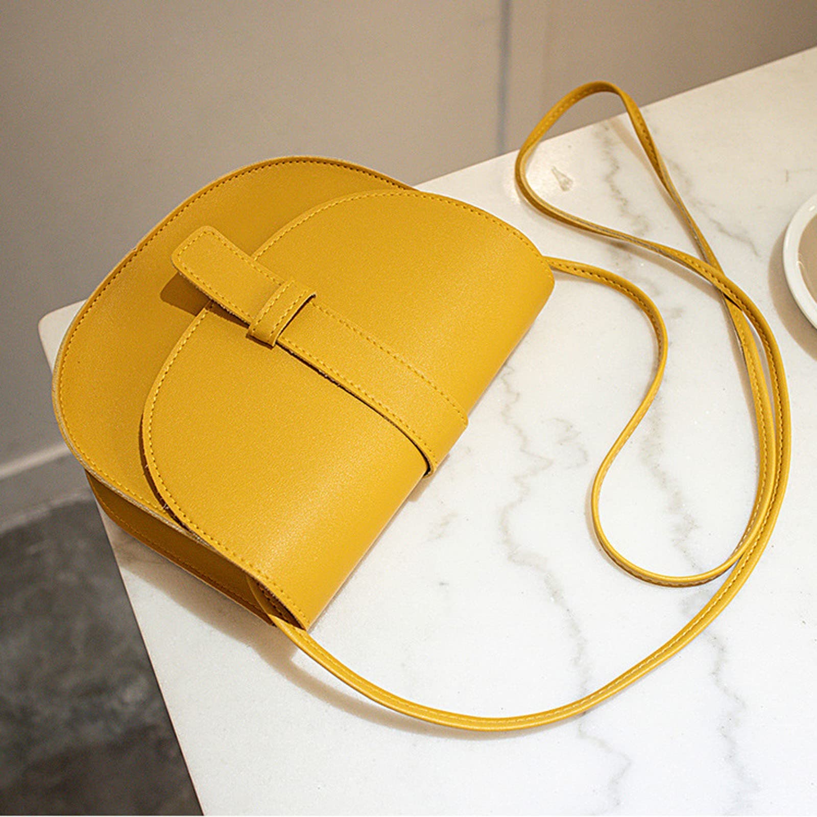Women Crossbody Bags Fashion Women Artificial Leather Solid Color Shell Bag Phone Bag Shoulder Bag Men Present(Yellow,One Size)