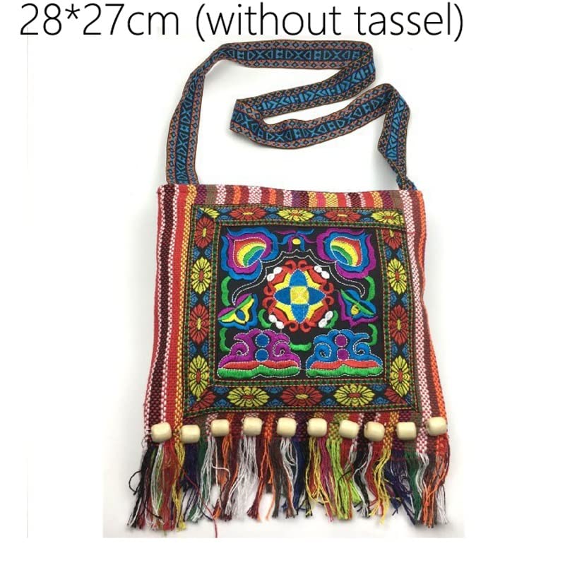 TJLSS Embroidery Tote Ethnic Tassel Shoulder Bag Crossbody (Color : D, Size : 1)