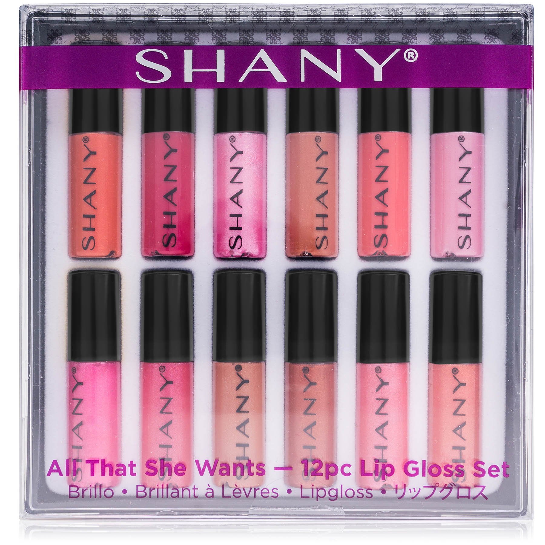 SHANY All That She Wants Lip-Gloss Set - 12 Matte, Pearl, and Shimmer petite Lip-gloss Set - Premium Gift Packaging