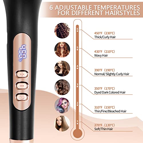 Nicebay® Hair Straightener Brush, Negative Ion Hair Straightening Brush for Women, Anti-Scald & Auto-Off Feature, Fast Heating & 6 Temp Settings