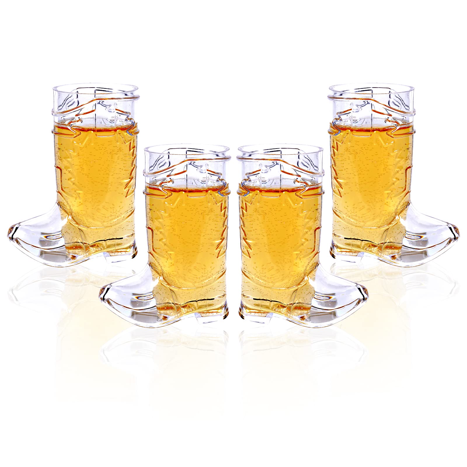 SHAOQINLIN Cowboy Boot Shot Glasses, 15 Pcs 1 oz Mini Plastic Boot Cups, Clear Pattern Beer Boot Mugs Western Cowboy Cowgirl Theme Party Supplies