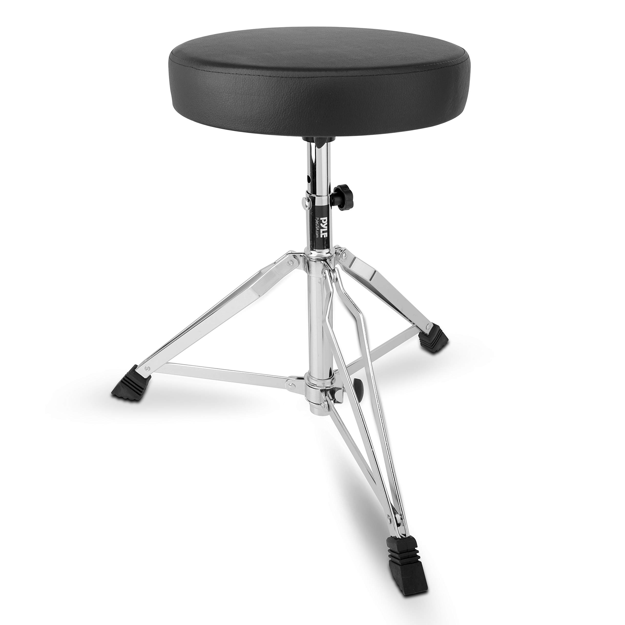 Pyle Adjustable Drum Throne Stool-Portable with Double-braced Tripod Legs, Foam-Cushioned Seat, Perfect for On Stage and in-Studio Use PSEATDRM28