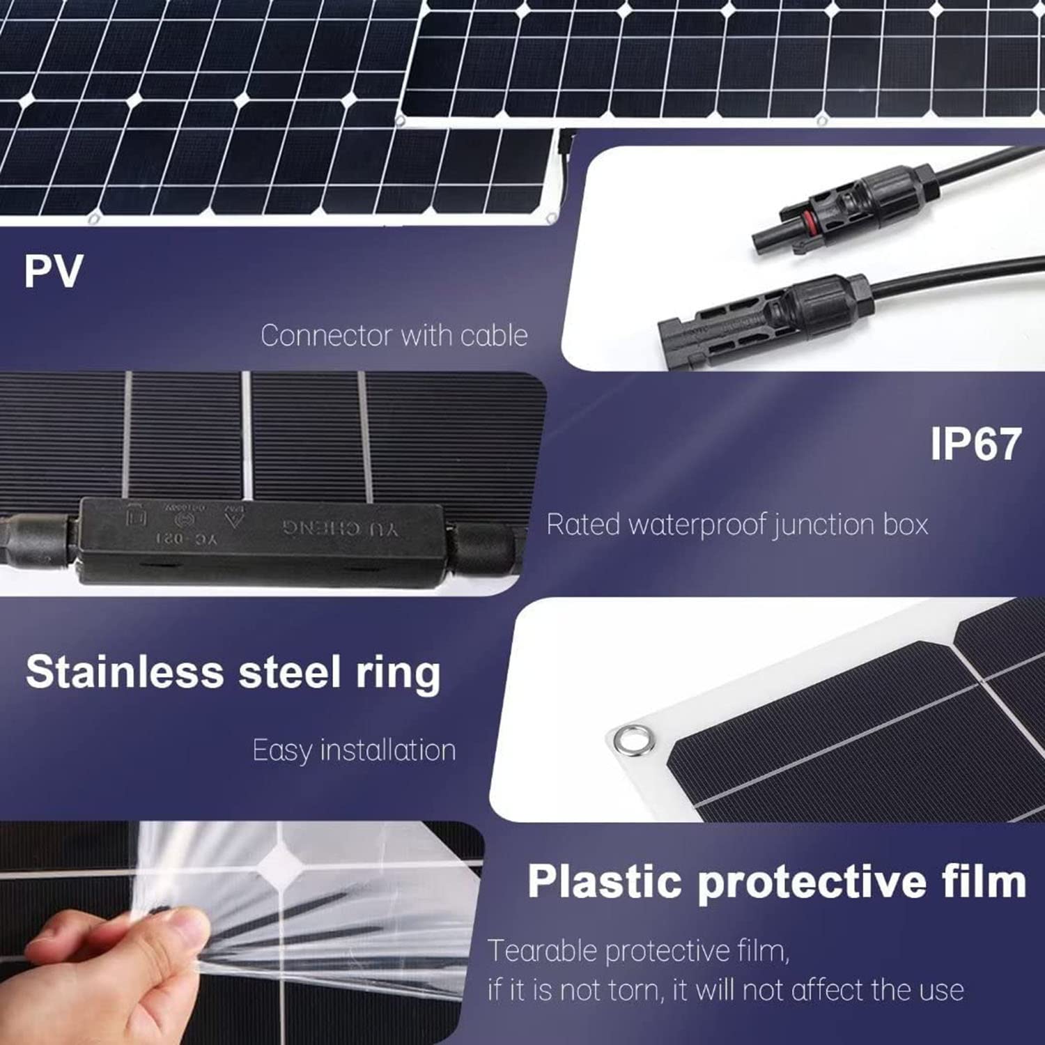 PUSHIZHIGUANG Solar Panel 400W 2pcs 200 Watt PET Flexible Solar Panel Portable Monocrystalline Solar Battery Charger for Car Yacht Battery Boat with 40A Controller