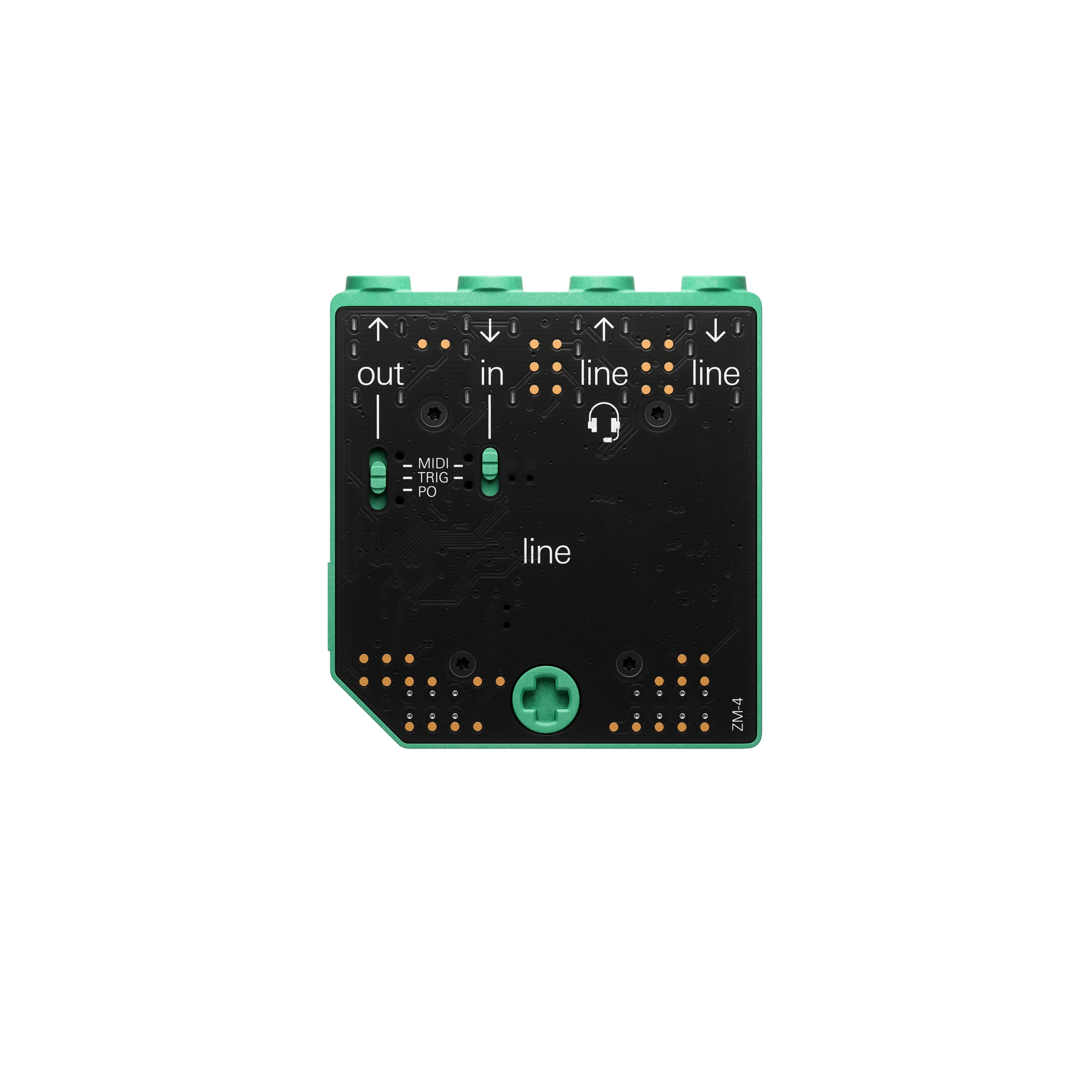 teenage engineering ZM-4 line expansion module accessory kit with audio signals and fx loops for OP-Z portable synthesizer and multimedia sequencer
