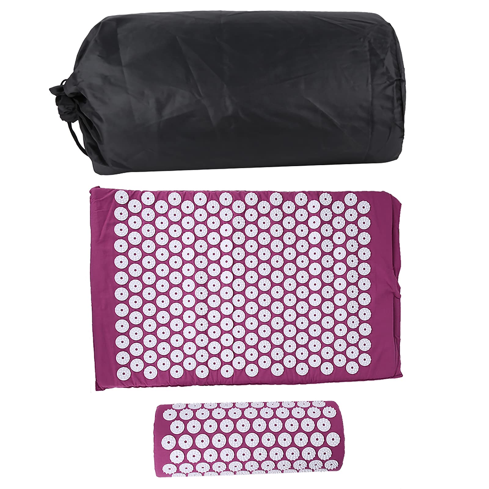 Vifemify Acupressure Cushion Pillow Set Acupuncture Massage Yoga mat Pain Relief with Tote Bag Convenient and Practical(Purple)