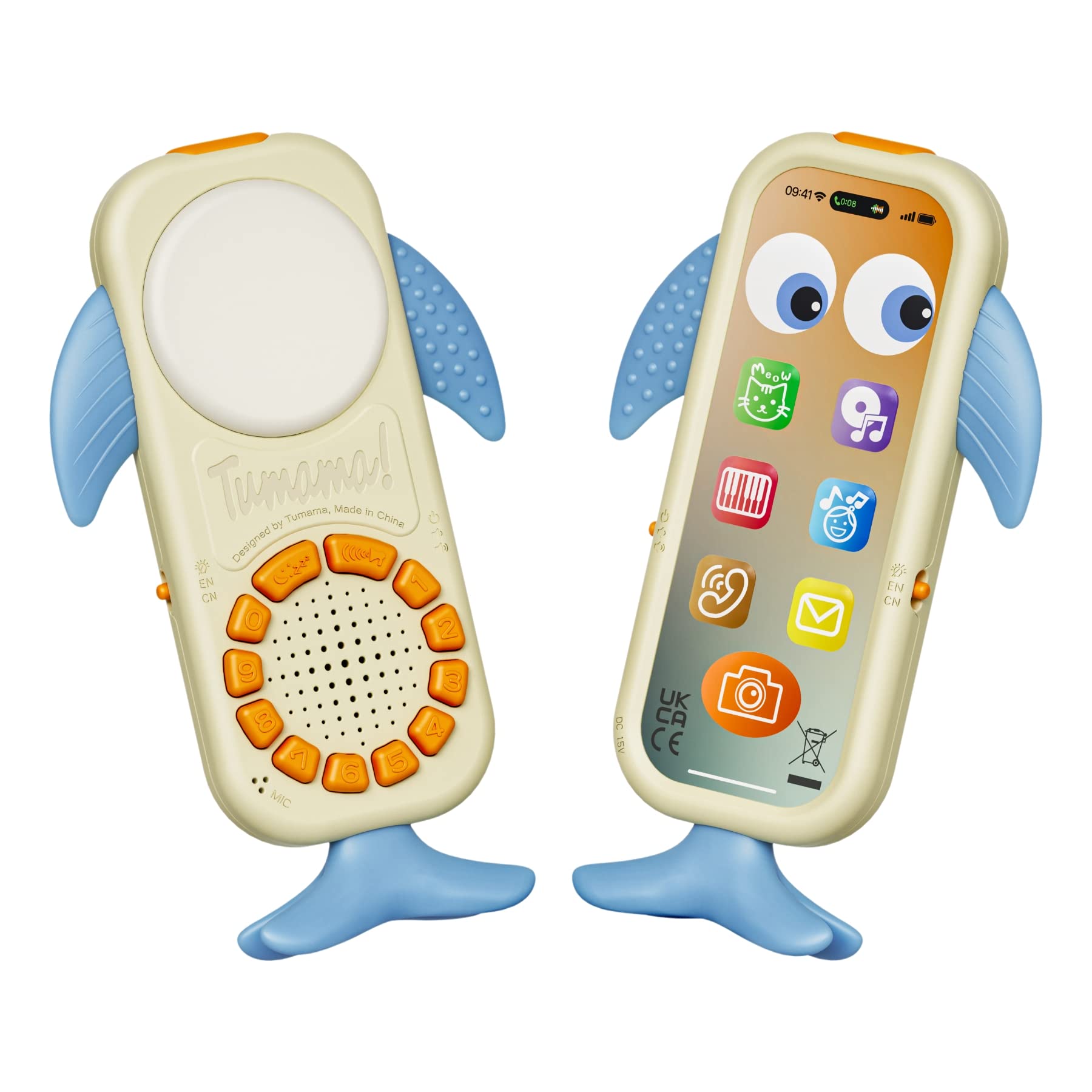 TUMAMA Baby Phone Toys, Kids Phone with Music, Lights, Chewy Teether and Rechargeable Batteries with Recording and Playback Functions, Best Pretend Phone Gift for Toddlers 1-3