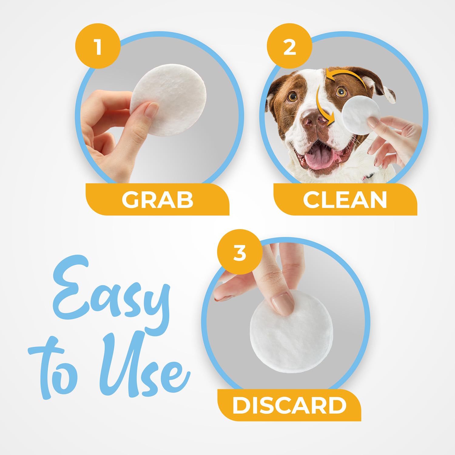 VetWipe Dog Eye Wipes, Cat Face Wipe, Gently Cleans and Removes Eyes Discharge, Crust, Booger - Tear Stain Remover for Dogs - 100 Count
