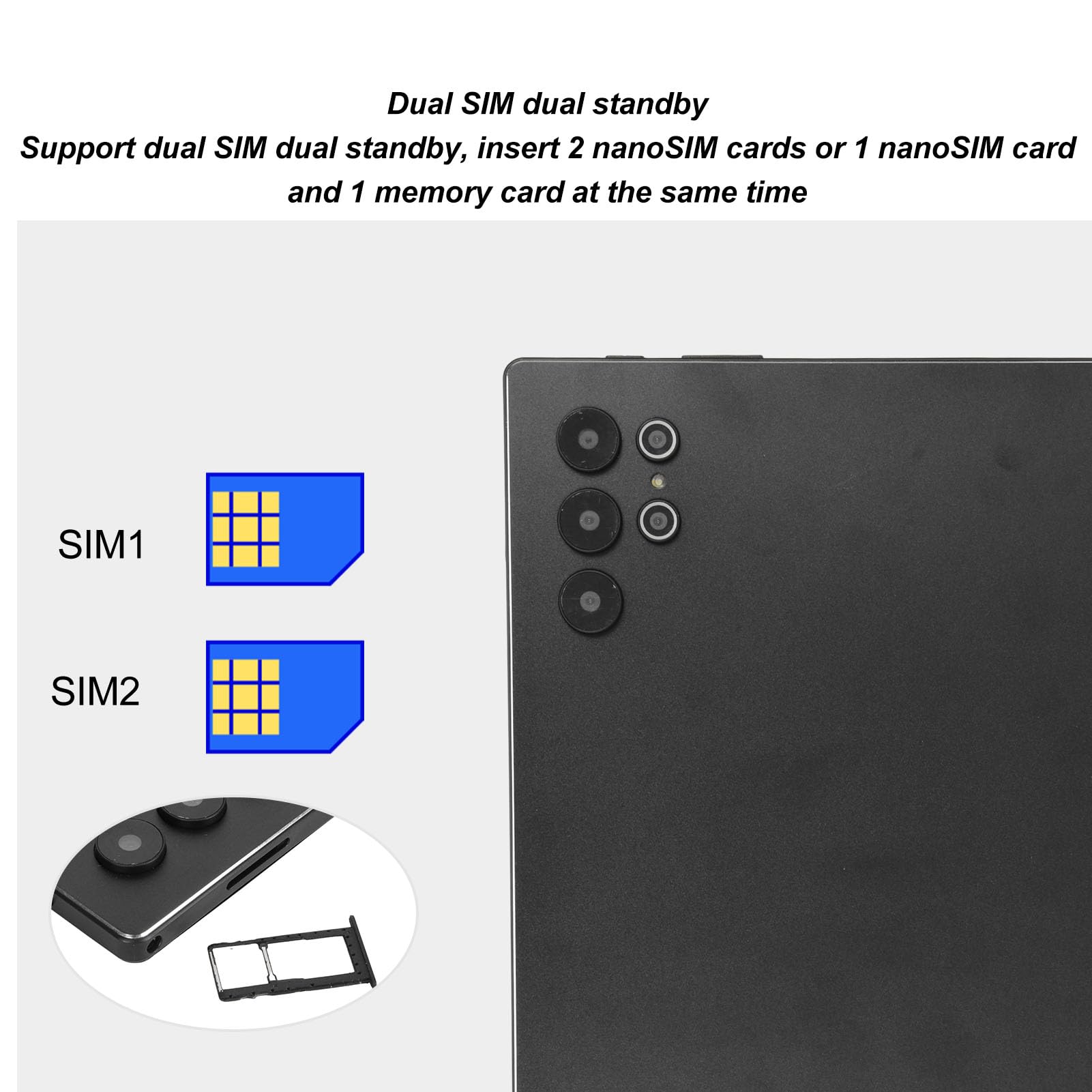 PUSOKEI 10.1in 4G LTE Tablet for Android 11, 8GB RAM 128GB ROM, 5G WiFi Tablet PC with Dual SIM Dual Standby, Dual Camera, Multi Network Standard (Black)