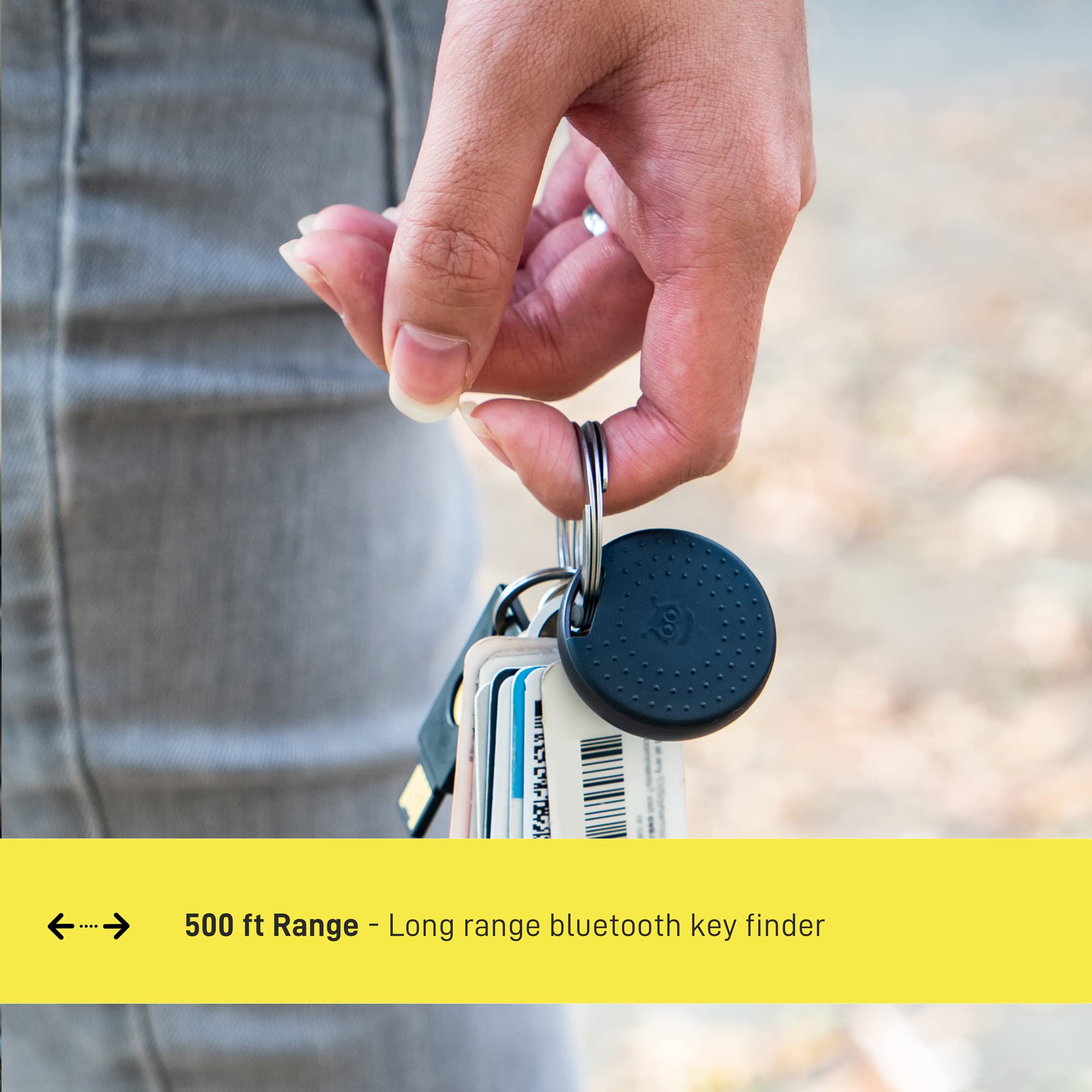 Pebblebee 500-Foot Range Smartphone Bluetooth Key Finder 2.0 for Wallet, Car Keys, Pet Collars, Phones, and More, Black