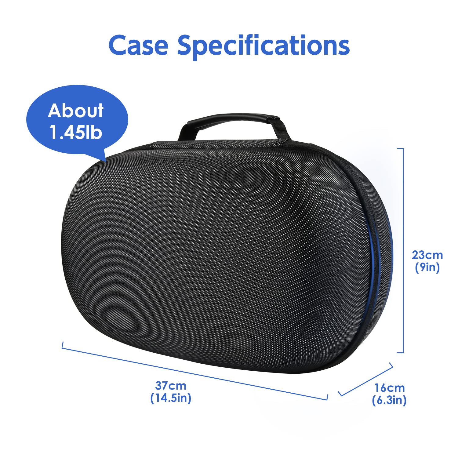 ZyberGears VR Carrying Case for Meta Quest 2 Quest Pro, Travel Case for Oculus Quest 2 Accessories, Hard Case Compatible with Quest 2 Headset Controllers Elite Strap - Black