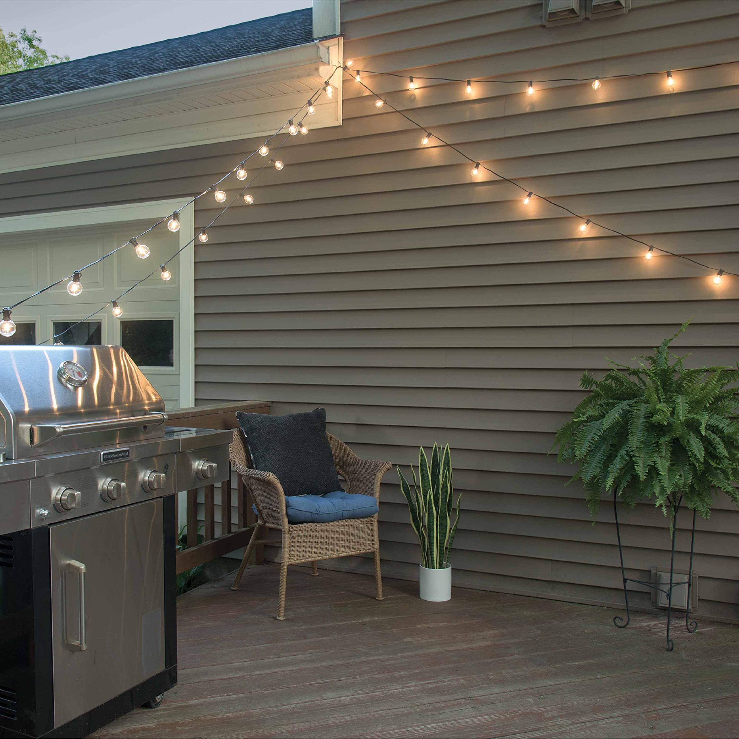 Mr Beams 1W G40 Globe Bulb LED Weatherproof Indoor/Outdoor String Lights, 50 ft, Black